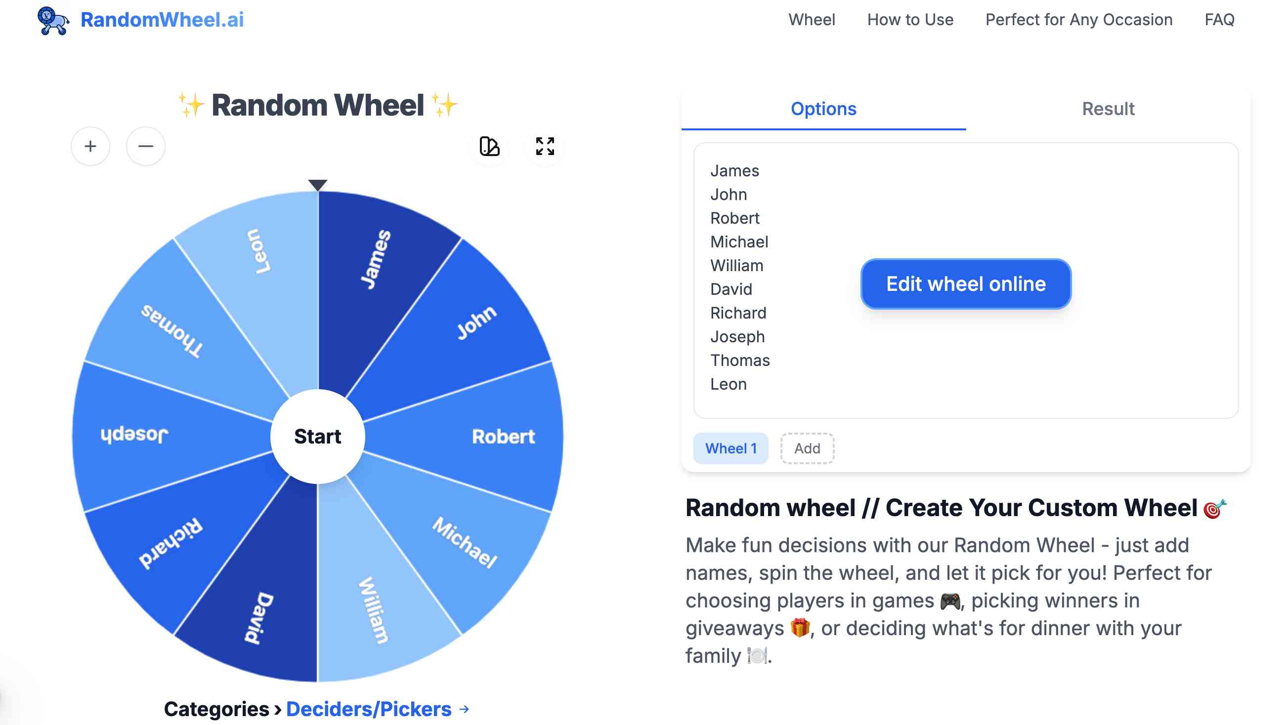 Random Wheel - Free Online Random Wheel Tool